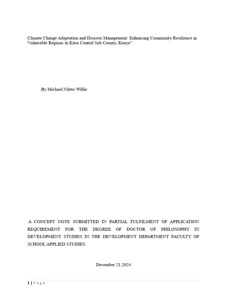 Concept Paper On Climate Change Adaptation and Disaster Management ...