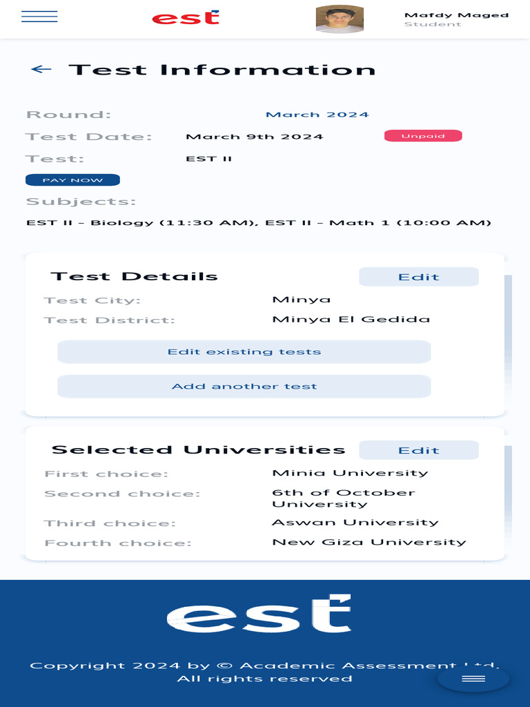 March 2024 EST II Test Details | PDF