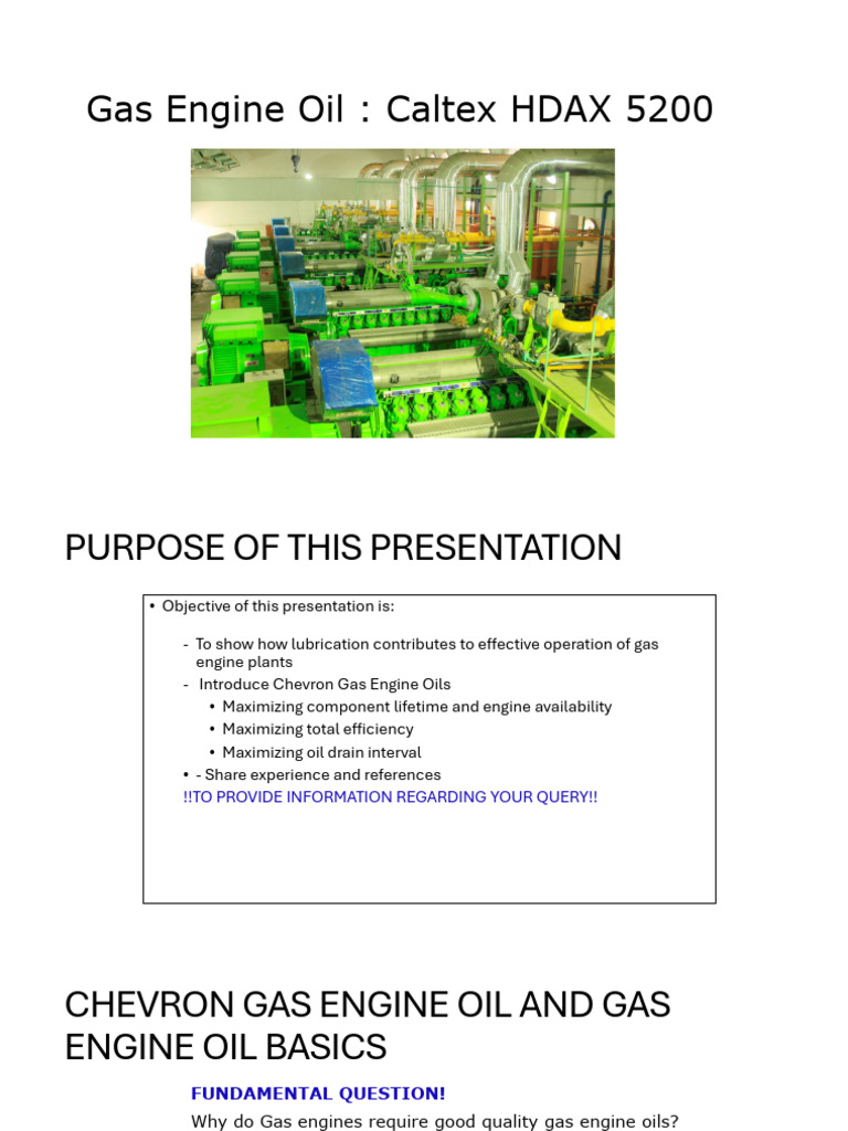 Gas Engine Oil - Caltex HDAX 5200 | PDF | Combustion | Cogeneration