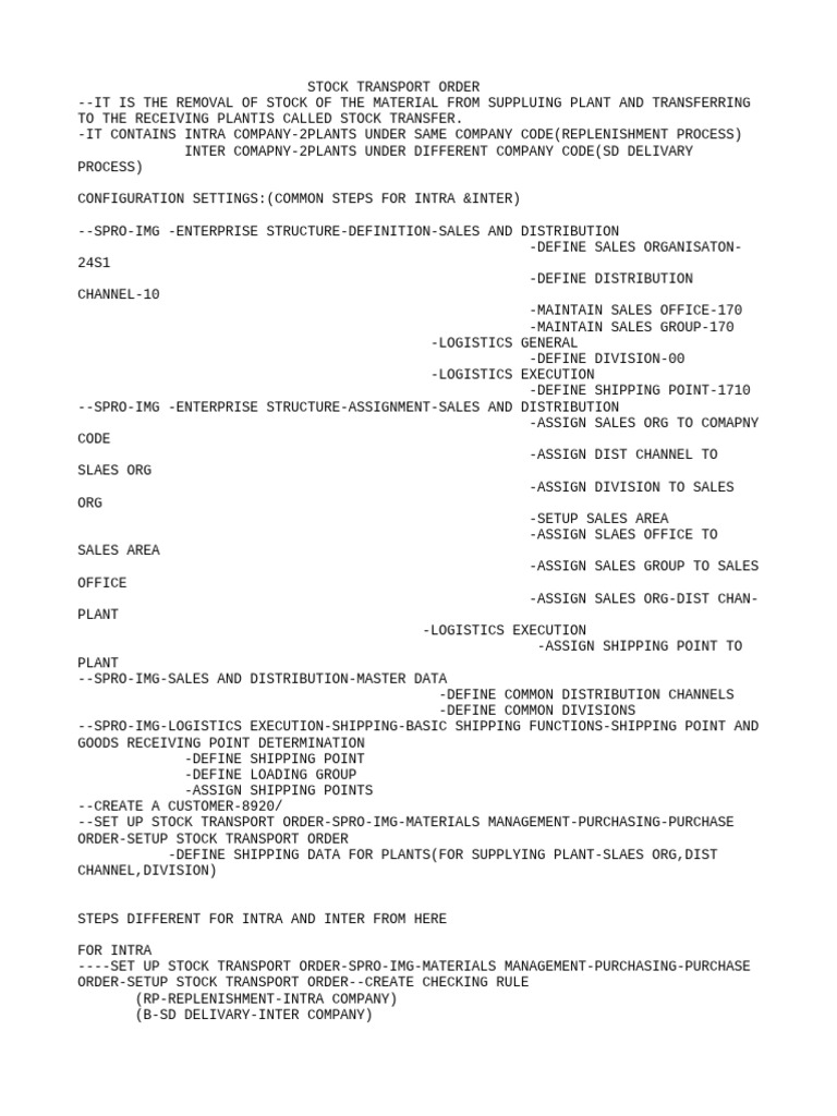 Stock Transport Order | PDF