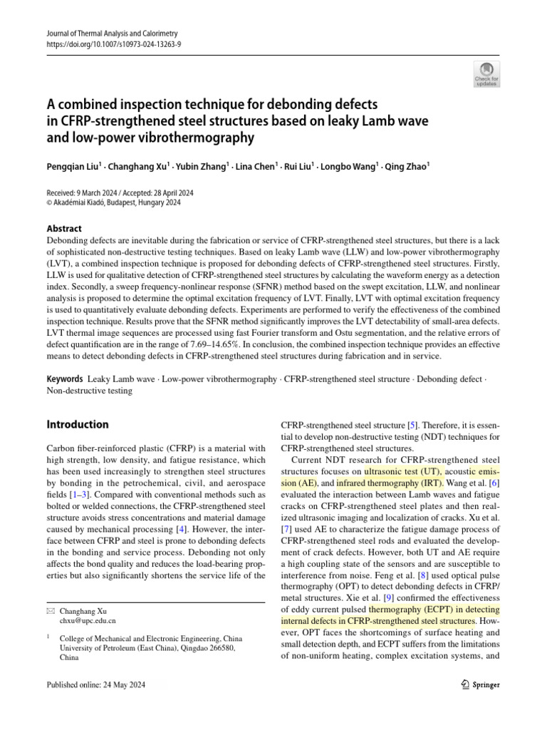 A Combined Inspection Technique For Debonding Defects in CFRP ...