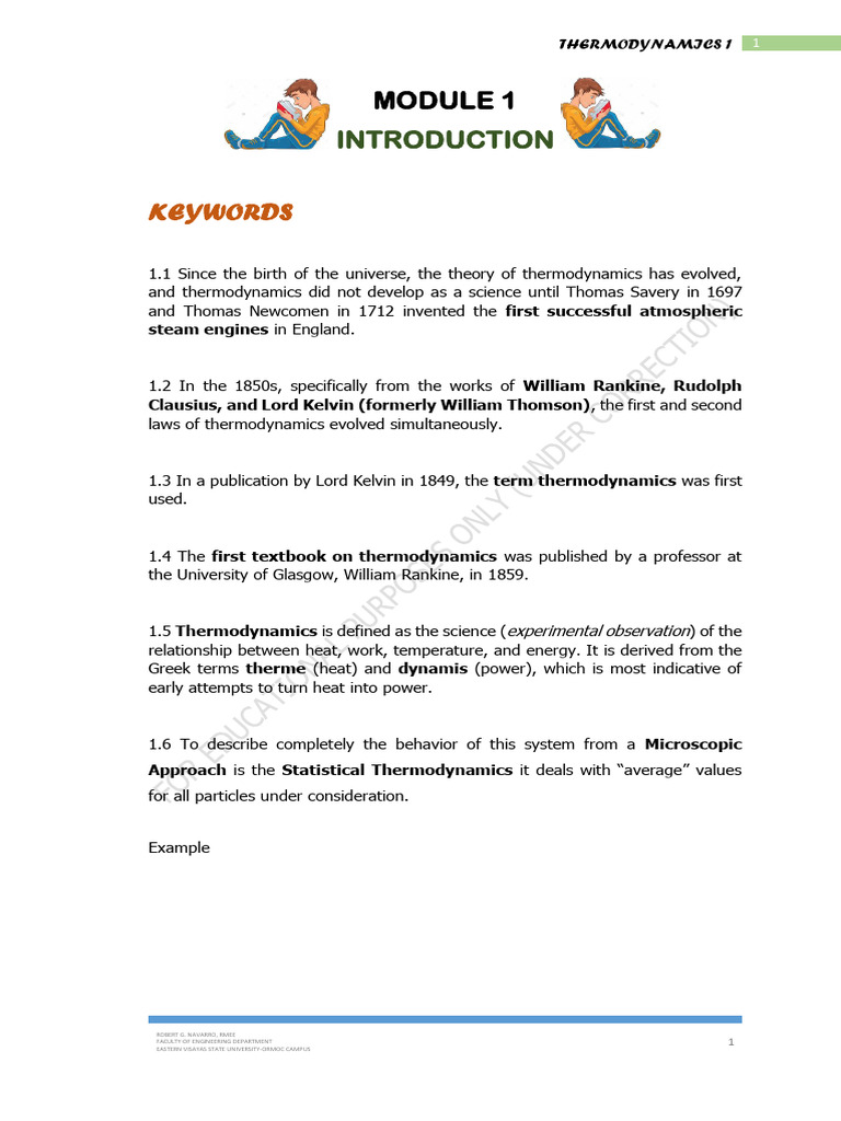 Thermodynamics 1 Module 1. Introduction | PDF | Thermodynamics | Temperature