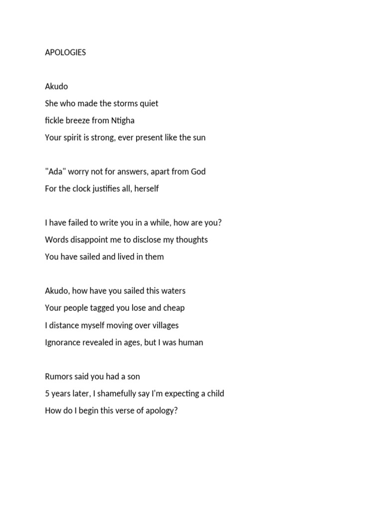 Apology Poem to Akudo | PDF