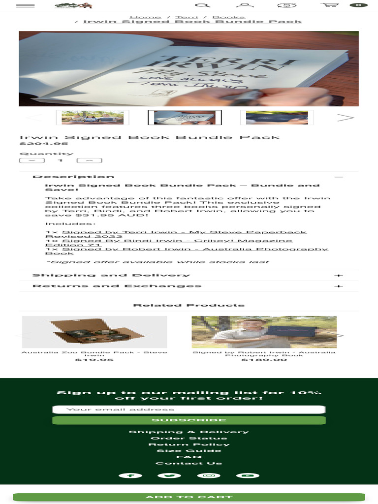 Irwin Signed Book Bundle Pack - Australia Zoo | PDF