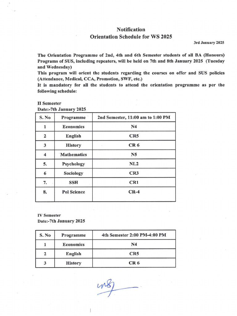 Orientation Schedule For WS 2025 | PDF