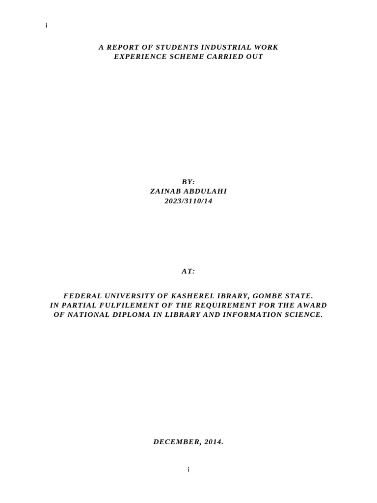 Good Example of A SIWES Report For Degre | PDF | Libraries | Books