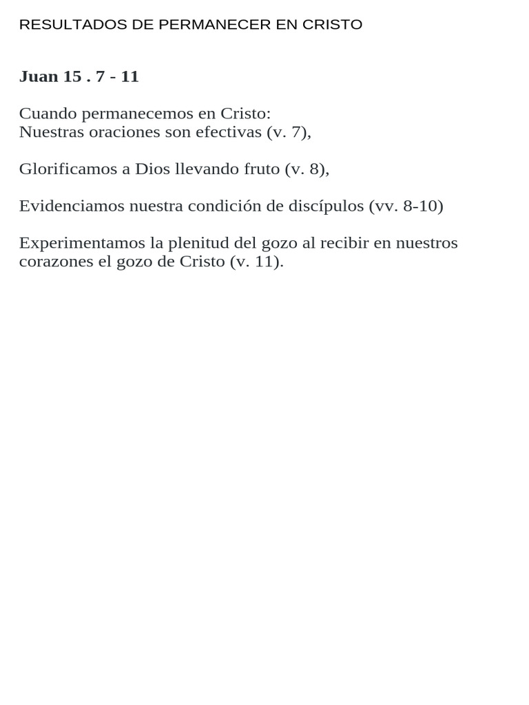 Resultados de Permanecer en Cristo | PDF