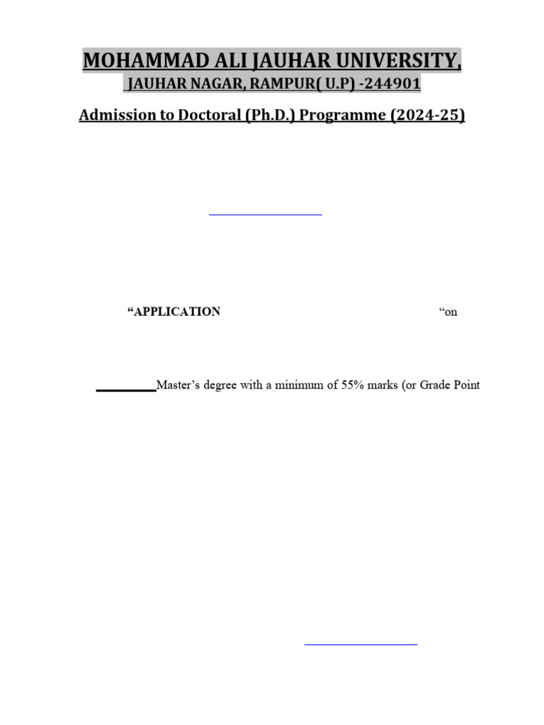 Mohammad Ali Jauhar University Rampur | PDF