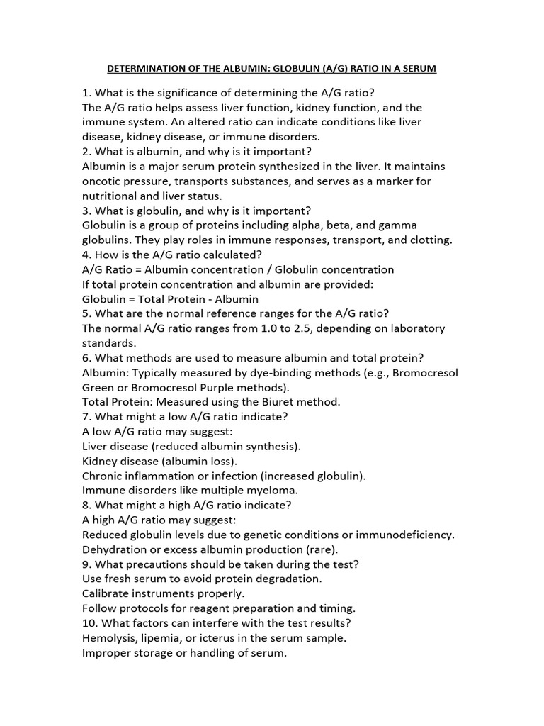 DETERMINATION OF THE ALBUMIN | PDF