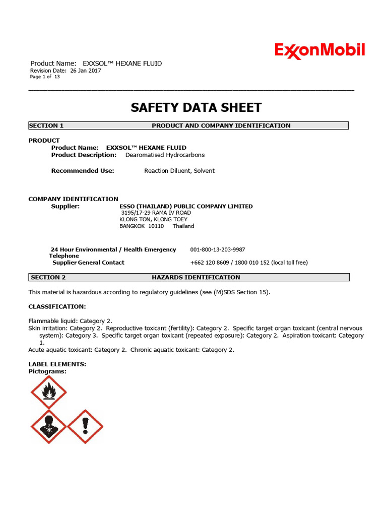 Exxsol Hexane MSDS | PDF | Waste Management | Combustion