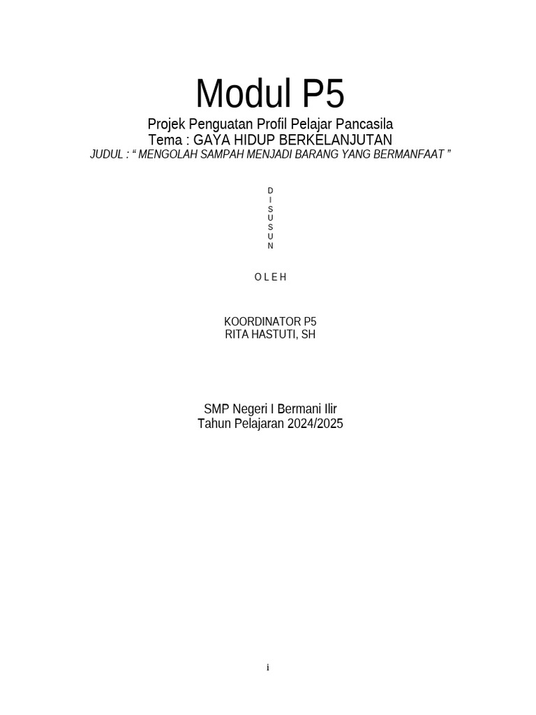 Modul P5 Gaya Hidup Berkelanjutan | PDF