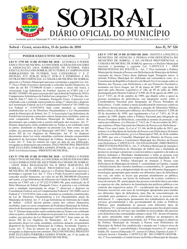 Auxílio Financeiro para Esportes em Sobral | PDF | Orçamento governamental