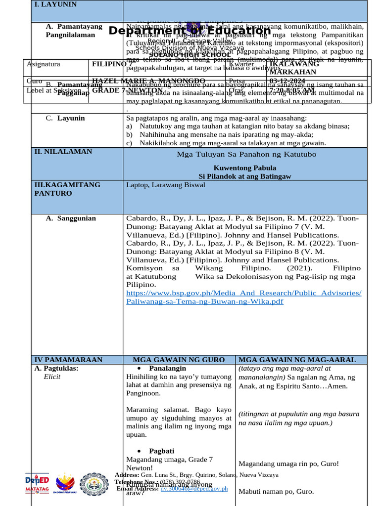 LP Pinal Pilandok at Ang Batingaw-1 | PDF