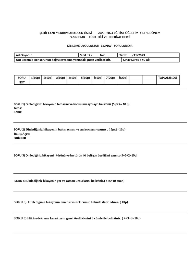 Dinleme Sinavi Sorulari2 | PDF