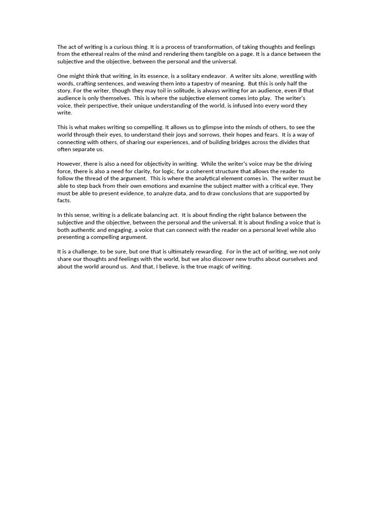 The Act of Writing Is A Curious Thing | PDF