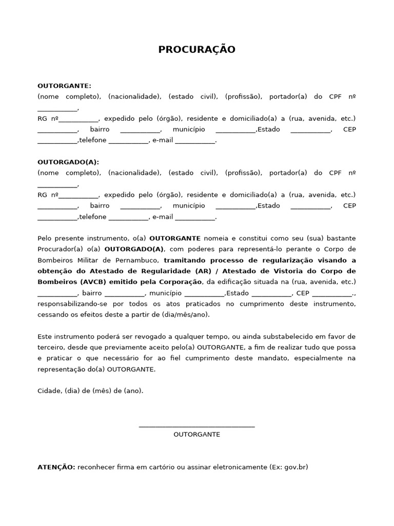 Procuração para Obtenção de AVCB | PDF