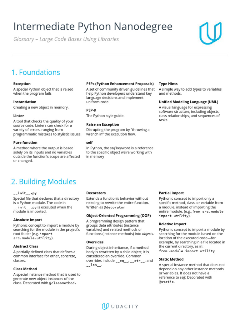 Pynd Large Codebases Using Libraries Glossary | PDF | Method (Computer Programming) | Class ...