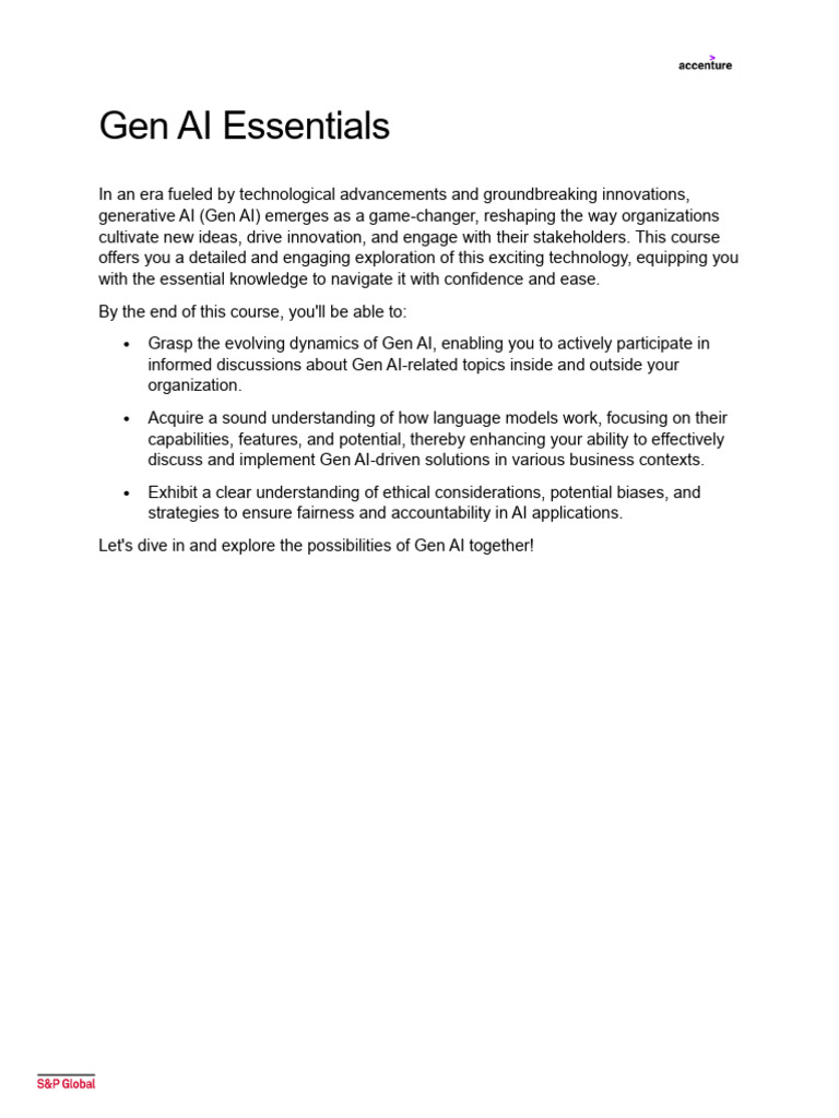 Gen AI Essentials_Transcript | PDF | Artificial Intelligence | Intelligence (AI) & Semantics