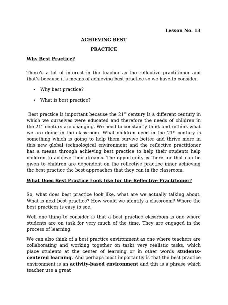 Best Practices for Reflective Teaching | PDF | Teachers | Reflective Practice