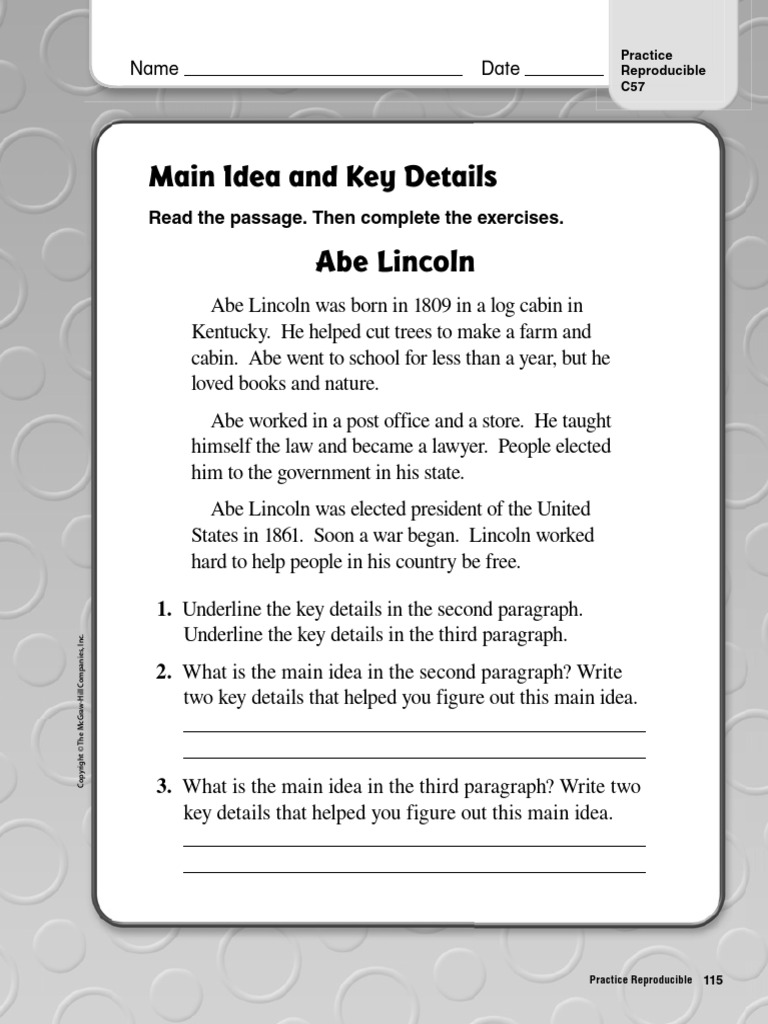 Main Idea and Key Details 1 | PDF