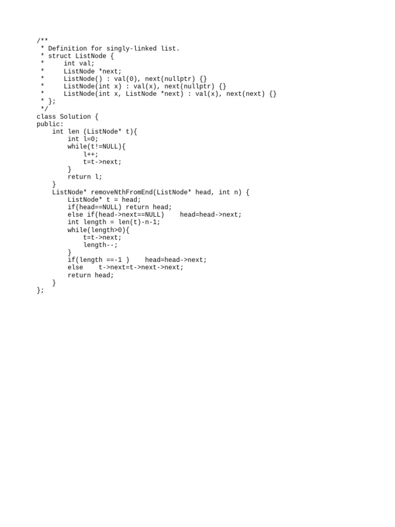 19. Remove Nth Node From End of List | PDF