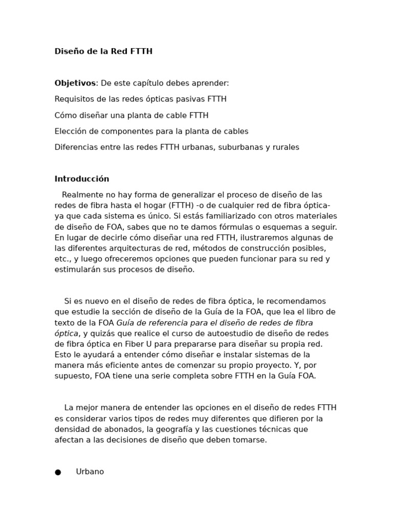 Diseño de Redes FTTH: Guía Práctica | PDF | Fibra óptica | Televisión ...