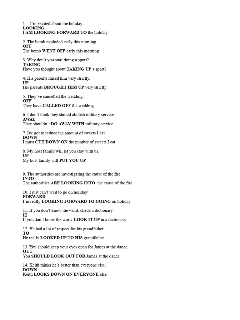 Phrasal Verbs Key First | PDF