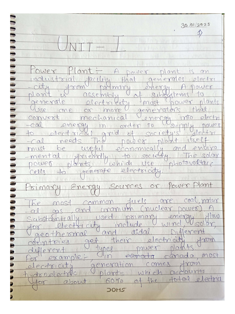 Unit - 1 Power Plant Engineering (4TH Sem) | PDF