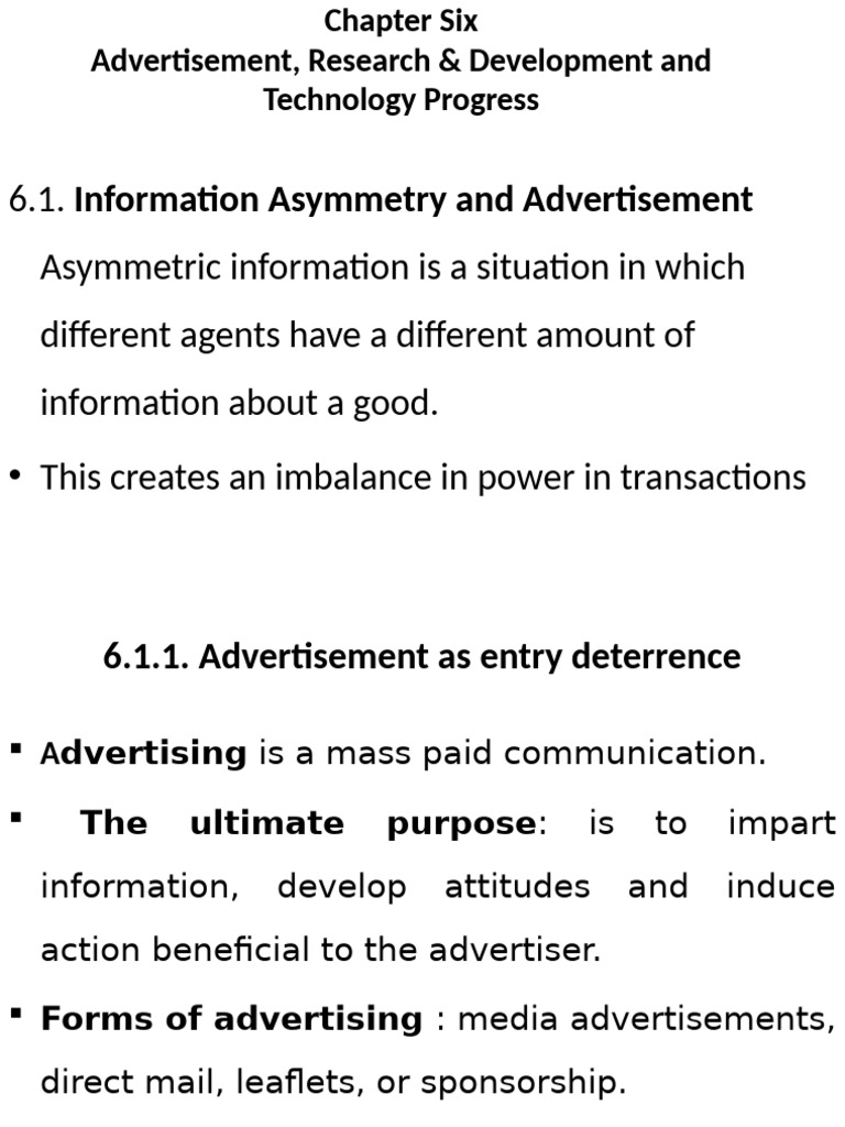 Chapter Six Advertisement, Research &development | PDF | Advertising | Innovation