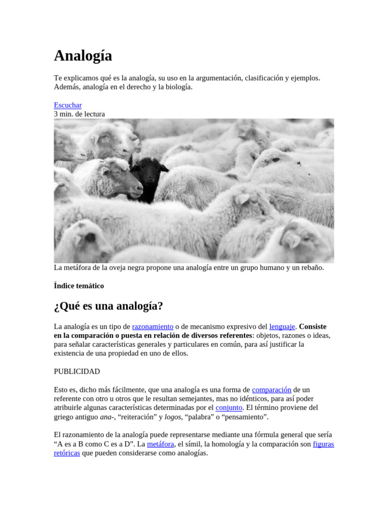 Qué es la analogía: tipos y ejemplos | PDF | Analogía