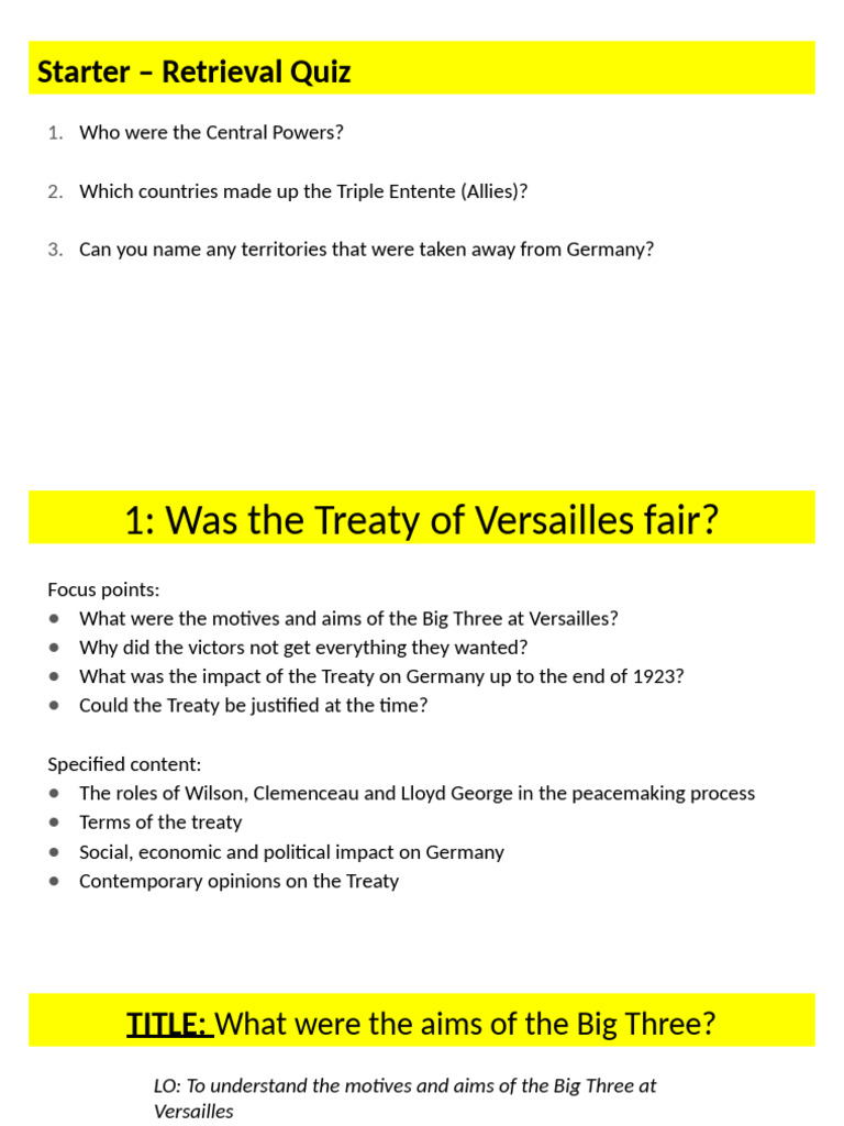 Aims of The Big Three | PDF | World War I | Treaty Of Versailles