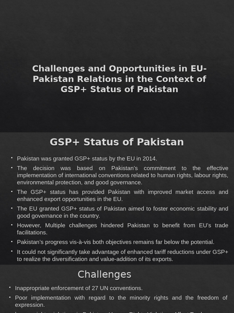 EU-Pakistan GSP+ Status: Challenges & Opportunities | PDF | Pakistan ...