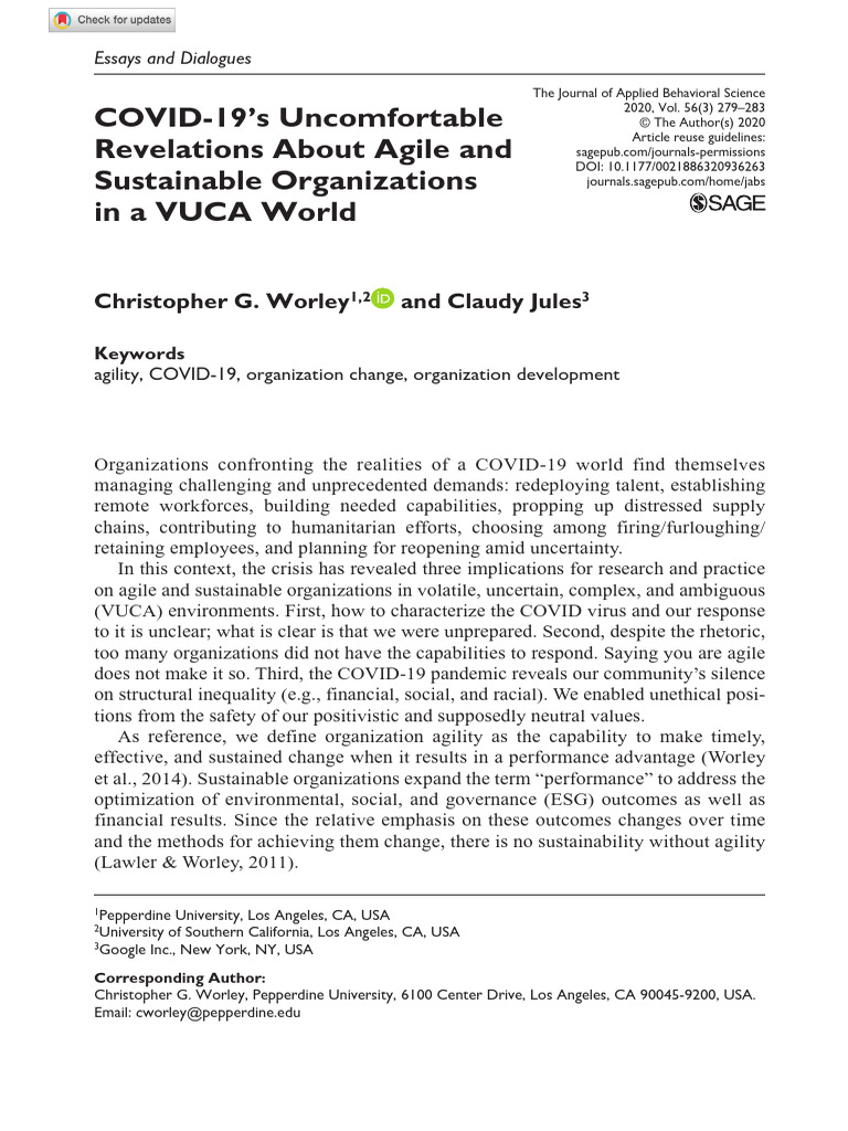 COVIDıS 19 IN AN AGILE WORLD AND VUCA | PDF | Leadership | Learning