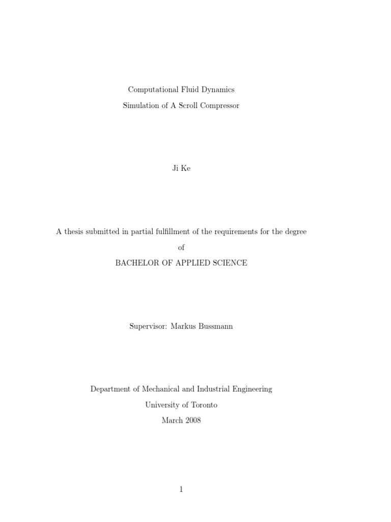 Computational Fluid Dynamics Simulation Of A Scroll Compressor Pdf