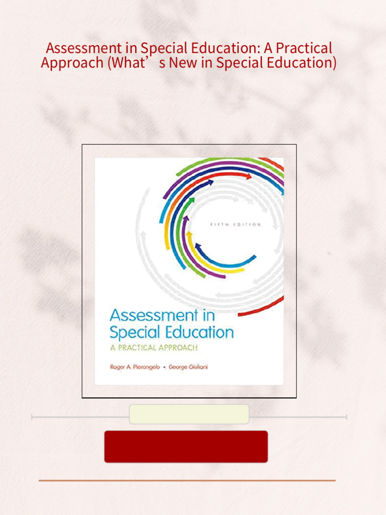 Assessment in Special Education: A Practical Approach (What's New in ...