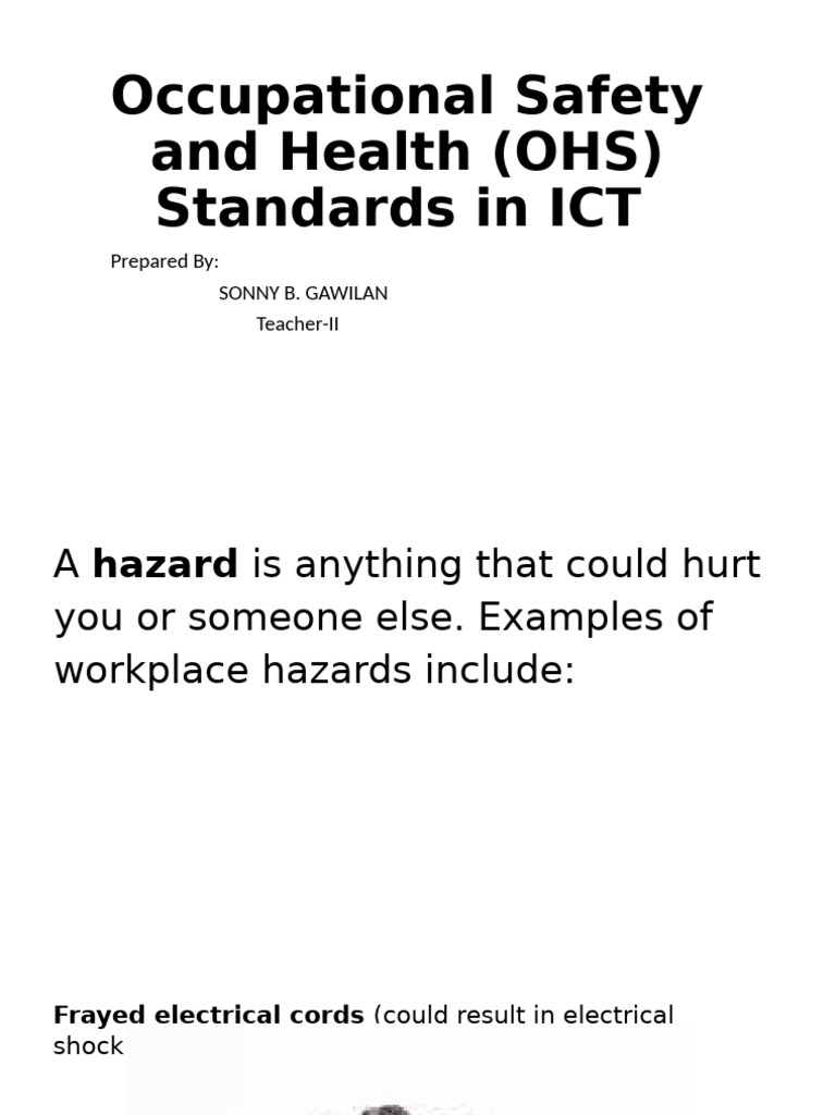 Occupational Safety and Health Standard in ICT | PDF | Electrostatic Discharge | Hazards