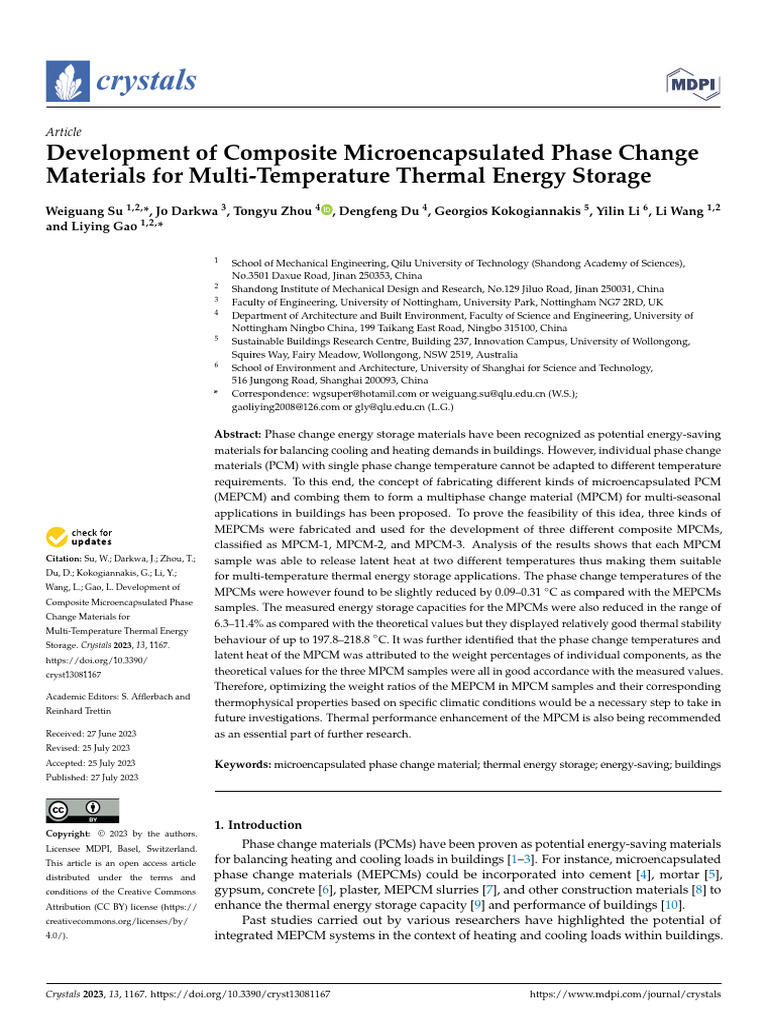 Development of Composite Microencapsulated Phase Change Materials For Multi-Temperature Thermal ...