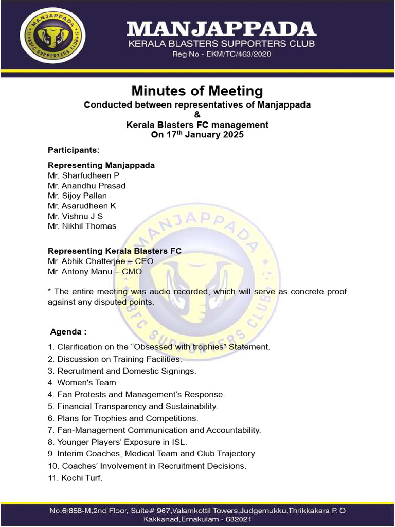 MOM_Manjappada & KBFC_17 01 25 | PDF