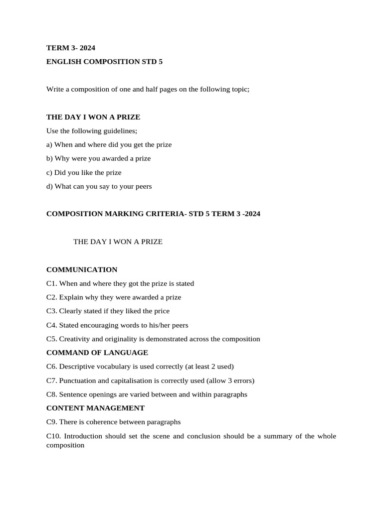 English Comp Std5 | PDF