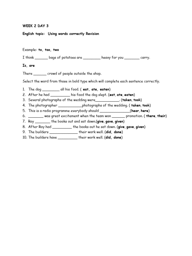 Correct Word Usage Practice | PDF