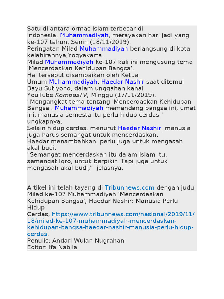 Satu di antara ormas Islam terbesar di Indonesia | PDF