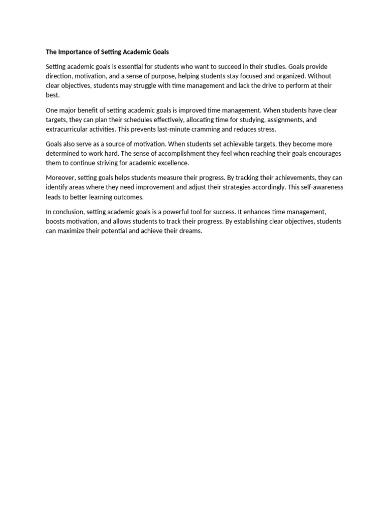 The Importance of Setting Academic Goals | PDF