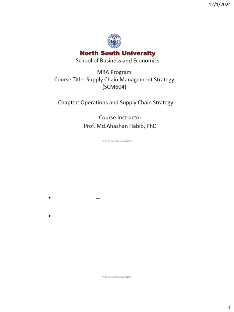 SCMS Lecture - Operation and Supply Chain Strategy | PDF | Supply Chain ...