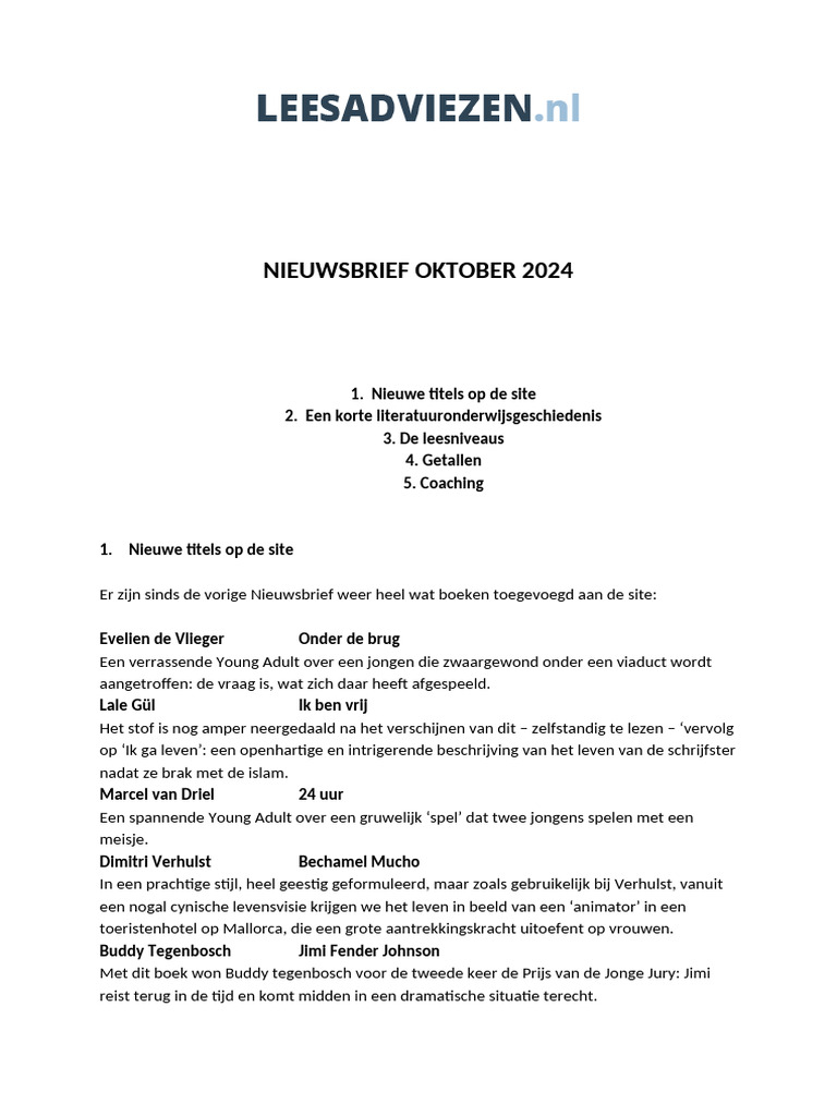 Nieuwsbrief Oktober 2024 | PDF