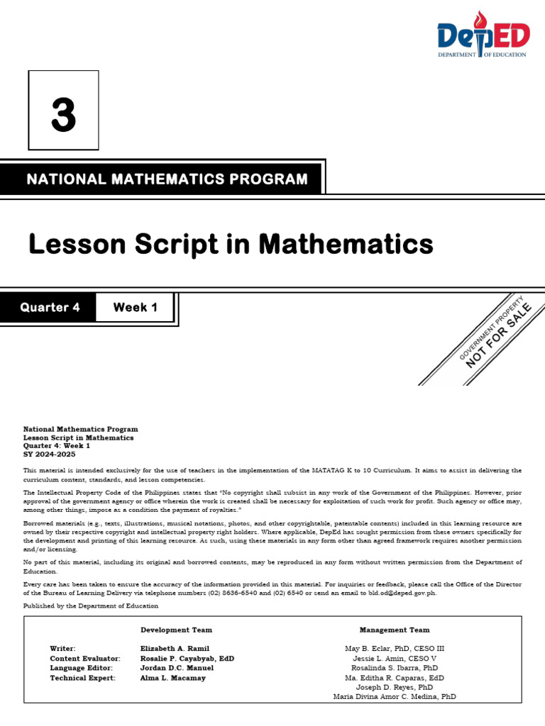 Nmp Grade 3 q4w1d3 | PDF | Division (Mathematics) | Copyright