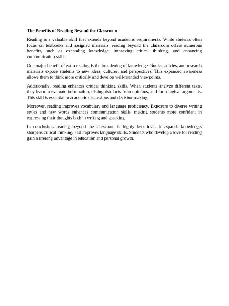 The Benefits of Reading Beyond The Classroom | PDF