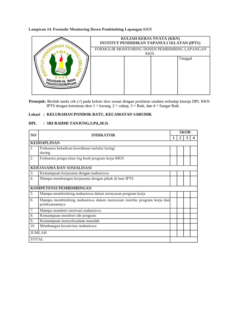 FORMULIR MONITORING DPL | PDF