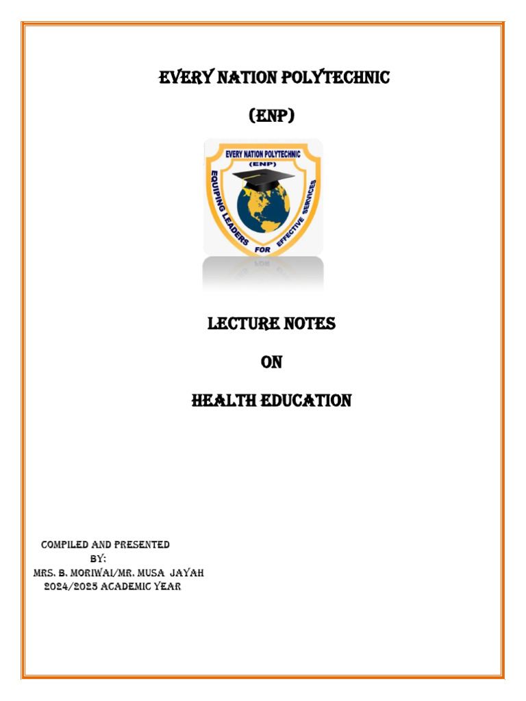 Health Education Lecture Notes PDF EVN FINAL | PDF | Psychological ...