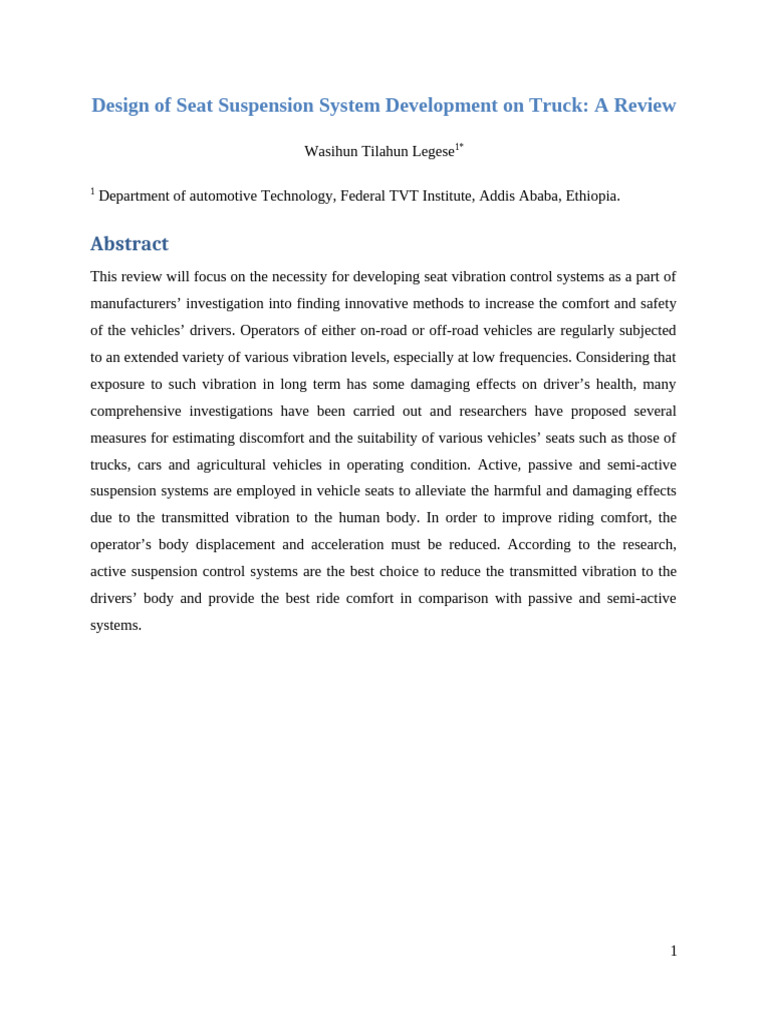 Design of Seat Suspension System Development On Track | PDF | Resonance ...