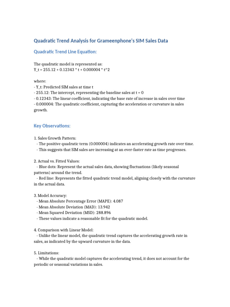 Quadratic Trend Analysis | PDF